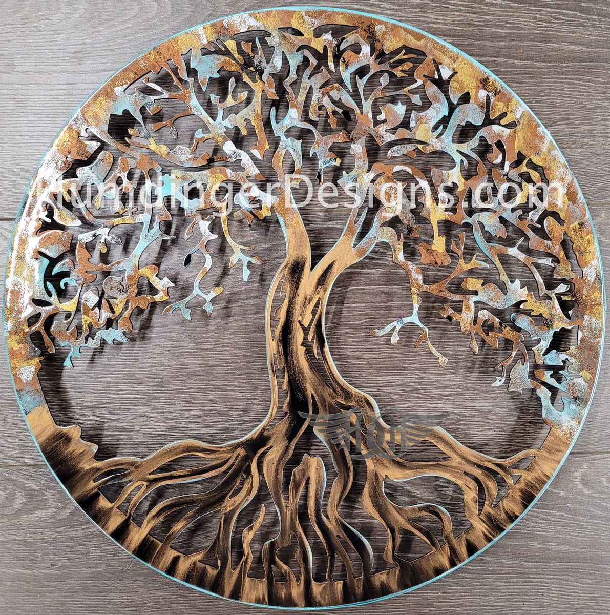 Metal Tree of Life (Bronze Age) Hand Painted, made in Canada