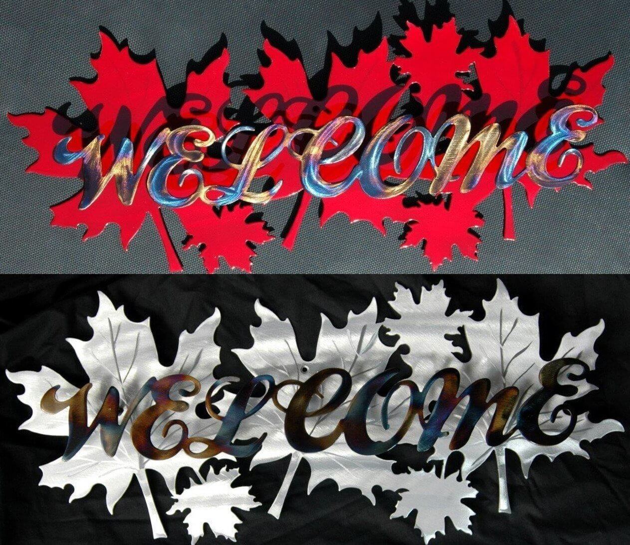 Maple Leaf Welcome Sign - Metal Sign by Humdinger Designs